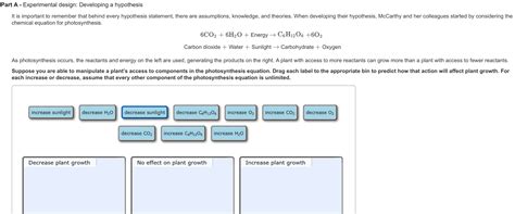 Solved Experimental Design Developing A Hypothesis It Is Chegg Com