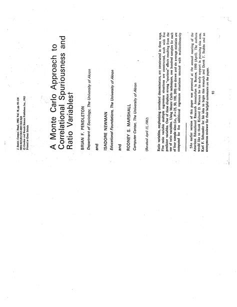 Pdf A Monte Carlo Approach To Correlational Spuriousness And Ratio