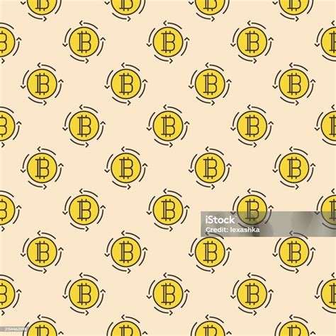 Bitcoin Sign Inside Arrows Vector Crypto Currency Round Colored Seamless Pattern Stock