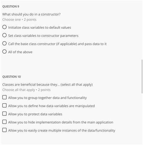 Solved QUESTION What Should You Do In A Constructor Chegg