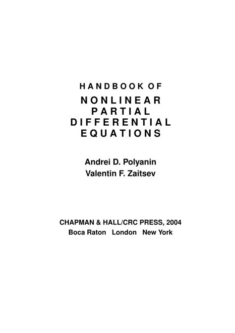 pdf handbook of nonlinear partial differential equations
