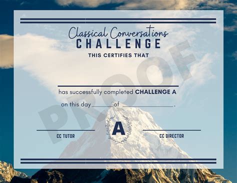 Classical Conversations Certificates Of Completion For Challenge Levels