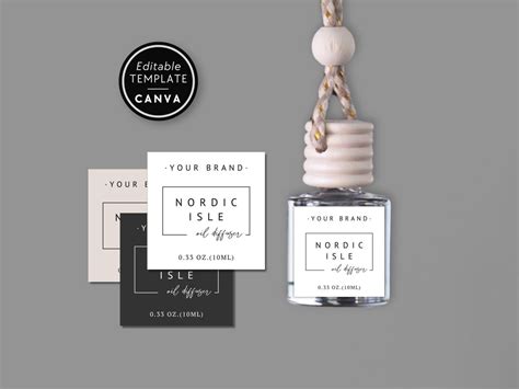 Car Diffuser Label Template Canva Editable Product Label Template Diy