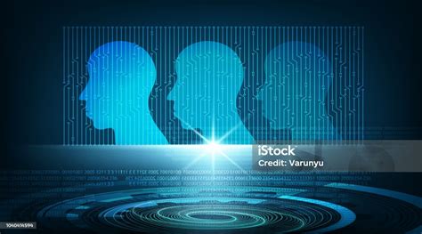 프레 젠 테이 션 프로젝터 기술 배경 첨단기술 디지털 및 네트워크 개념 설계 넣어 벡터 일러스트 레이 션의 무료 공간에 대 한 텍스트에 인간의 인공 지능 개념에 대한 스톡