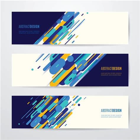 تصویر وکتور از هندسه افقی مجموعه بنر انتزاعی گرد مورب و خط برای طراحی گرافیکی مد روز 1634435