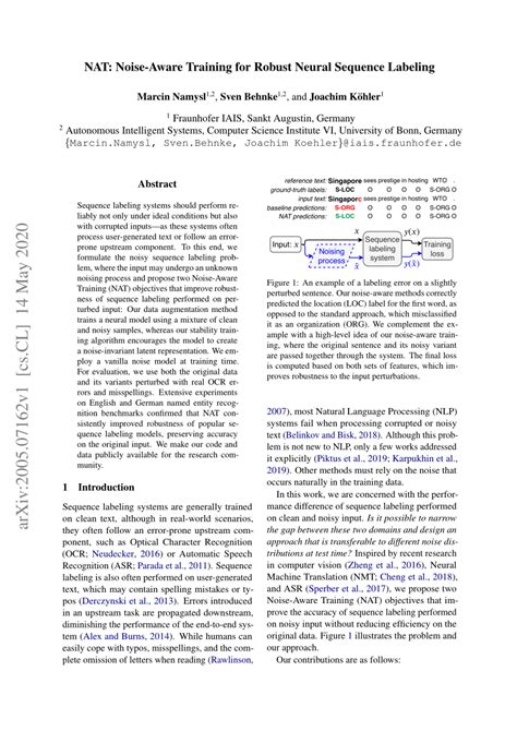 Pdf Nat Noise Aware Training For Robust Neural Sequence Labeling