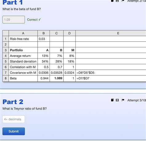Solved Return Statistics For Funds A And B And The Market