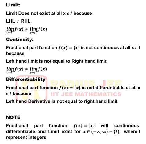 Fractional Part Function In Mathematics RADIUS JEE