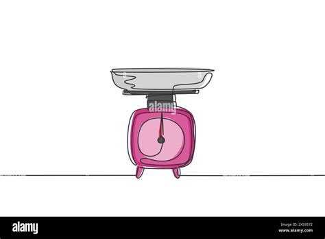 Single Continuous Line Drawing Of Classic Kitchen Scale For Scaling