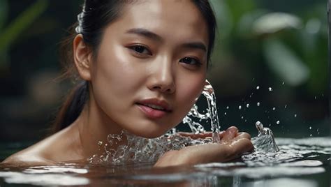 Premium Photo Happy Young Beautiful Asian Girl Takes Care Of Her