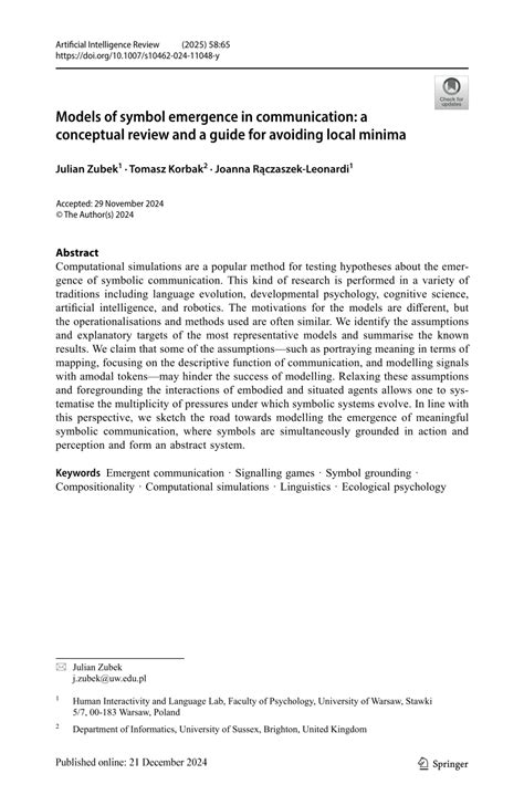 pdf models of symbol emergence in communication a conceptual review