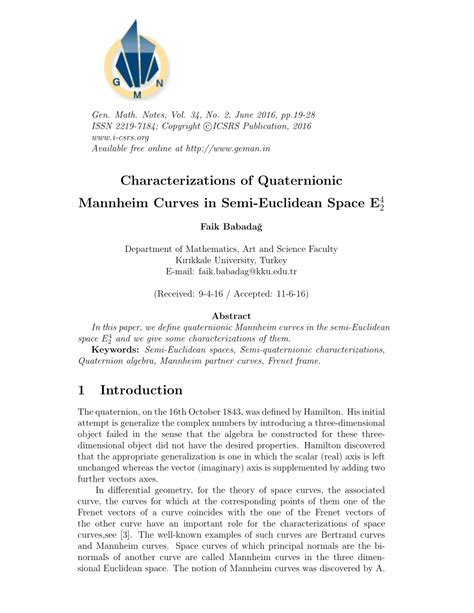 Pdf Characterization Of The Quaternionic Mannheim Curves In The Semi