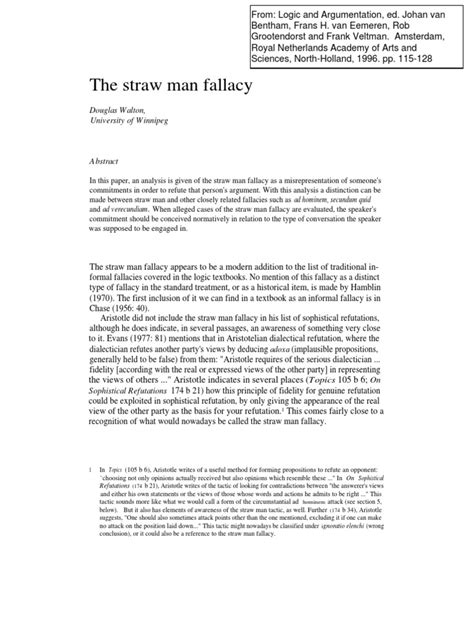 Strawman Fallacy Douglas Walton Pdf Fallacy Argument