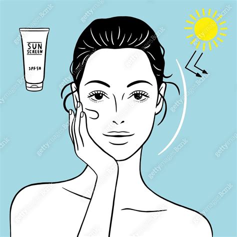 상반신 여성 성별 뷰티 스킨케어 뷰티 화장품 몸단장제품 자외선 선크림 화장품 이미지 Jv12062200 일러스트 무료 일러스트 게티이미지뱅크