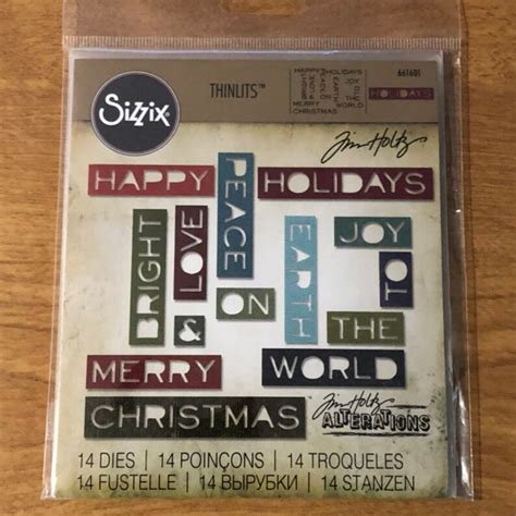 Holiday Words 2 Sizzix Thinlits 14 Piece Die Set By Tim Holtz Etsy