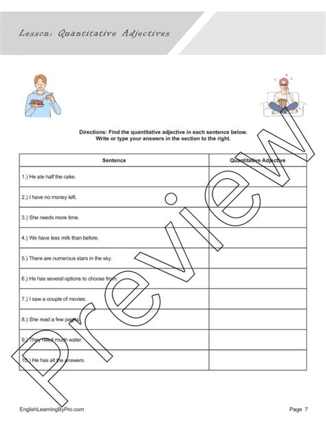 Quantitative Adjectives Lesson Editable Fillable Printable Pdf Englishlearningbypro