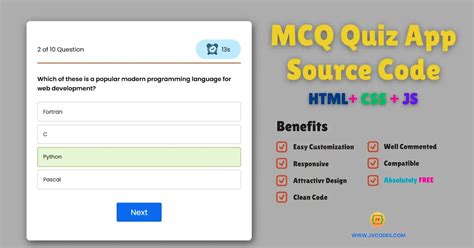 Mcq Quiz App Using Html Css And Javascript Free Source Code
