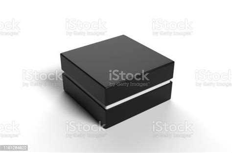 브랜딩 프리젠 테이션 및 모의 업 3d 일러스트를위한 내부 여우가있는 흰색 빈 고급 단단한 넥 박스 상자에 대한 스톡 사진 및