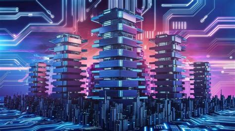 Blockchain Concept Where Chains Of Interconnected Neon Colored Nodes