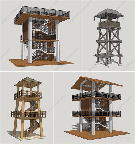 现代风格观景塔su模型下载【id651645903】知末su模型网