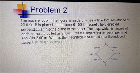 Solved Problem 2 The Square Loop In The Figure Is Made Of Chegg Com