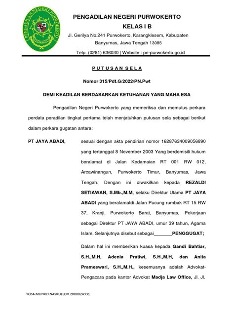 Putusan Sela Perdata Pdf
