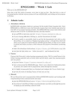 Lab Week 5 4 ENGG1003 Callaghan Campus ENGG1003 Week 5 Lab ENGG1003 Introduction To