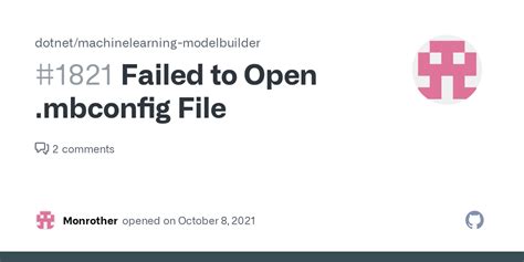Failed To Open Mbconfig File Issue Dotnet Machinelearning Modelbuilder GitHub