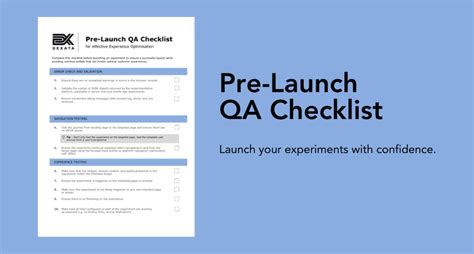 Customer Experience Optimisation Pre Launch Qa Checklist Dexata