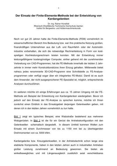 Der Einsatz Der Finite Elemente Methode Bei Der Entwicklung Von
