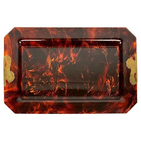 Serving Tray Faux Tortoise Shell Lucite And Brass Italy 1970s At 1stdibs