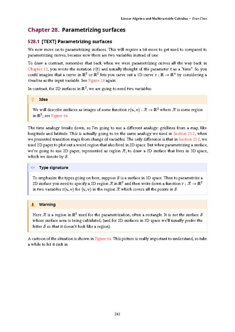 Linear Algebra And Multivariable Calculus Evan Chen Ch 28 Surfaces