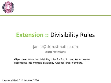 Divisibility Rules Math Presentation Exercises