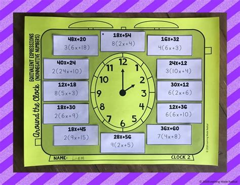 Equivalent Expressions Using Distributive Property Partner Scavenger Hunt