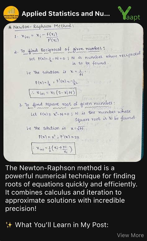 Sonti Vivek Sai On Linkedin Learntogether Newtonraphson Numericalmethods Appliedstatistics