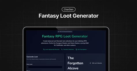 ultimate fantasy loot generator create dandd 5e treasure hoards and magic