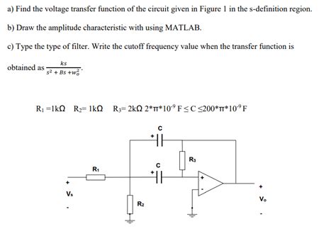 Solved A Find The Voltage Transfer Function Of The Circuit Chegg