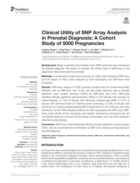 Pdf Clinical Utility Of Snp Array Analysis In Prenatal Diagnosis A