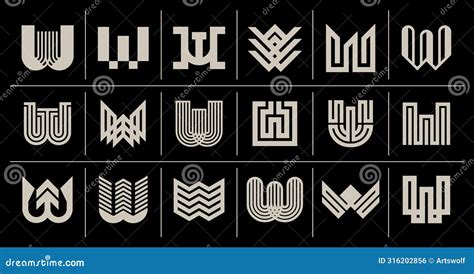 Luxury Abstract Initial W Letter Logo Set Stock Vector Illustration Of Geometric Vector