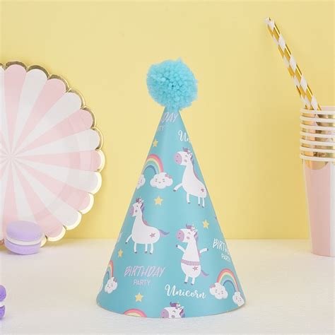 20 Pcs 귀여운 어린이 청동 생일 모자 케이크 베이킹 장식 파티 모자 유니콘