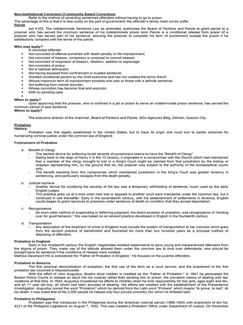 Non Institutional Correction Review Pdf Pardon Probation