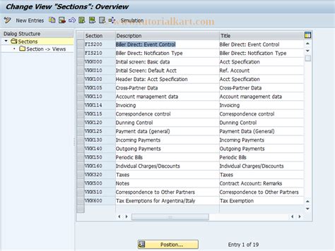 CAS SAP Tcode CA Control Sections