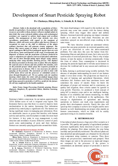 Pdf Development Of Smart Pesticide Spraying Robot