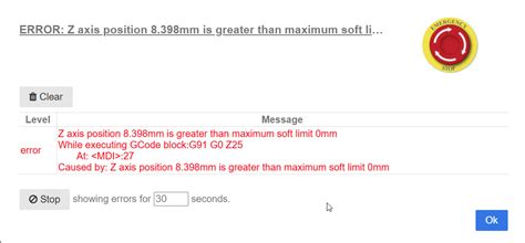 z axis greater than soft limit of 0 machines original pro