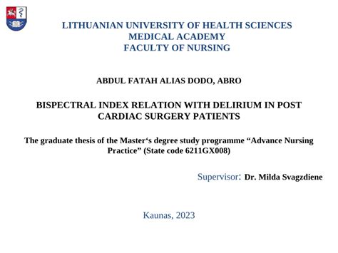 Pdf Bispectral Index Relation With Delirium In Post Cardiac Surgery