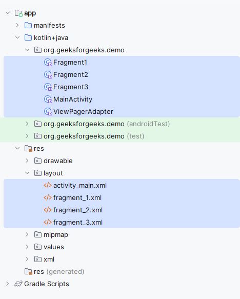 Viewpager Using Fragments In Android With Example Geeksforgeeks