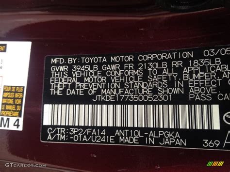 2005 Scion Tc Standard Tc Model Color Code Photos