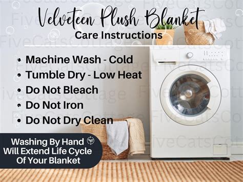 Plush Blanket Washing Instructions Care Chart Mockup  Digital