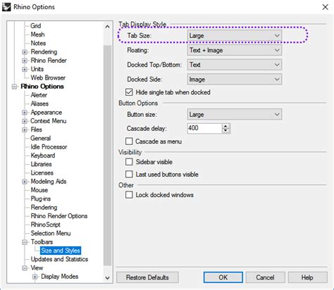 Rhino Tab Size Option Missing Rhino For Windows McNeel Forum