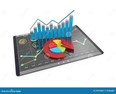 3d Rendering Analysis Of Financial Data In Charts Modern Graphical Overview Of Statistics